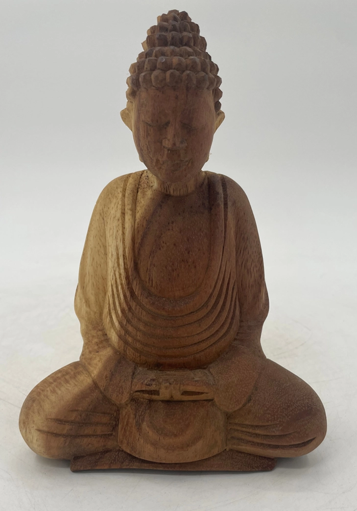 Buddha træfigur 21 cm håndlavet i træ på Bali