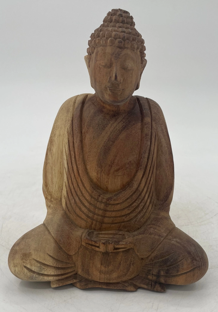Buddha træfigur 21 cm håndlavet i træ på Bali
